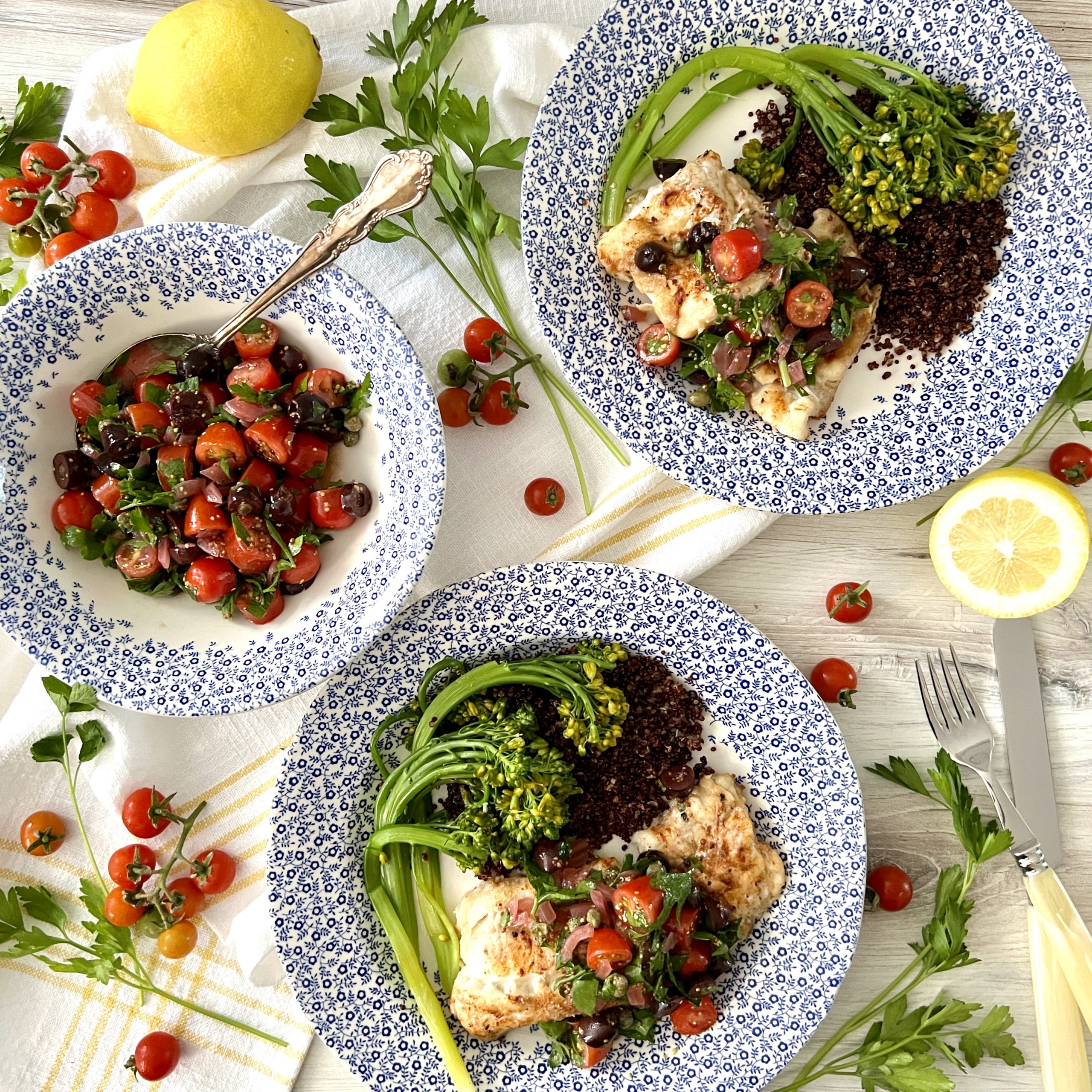 Baked Cod with Mediterranean Salsa – Cupboard Diaries